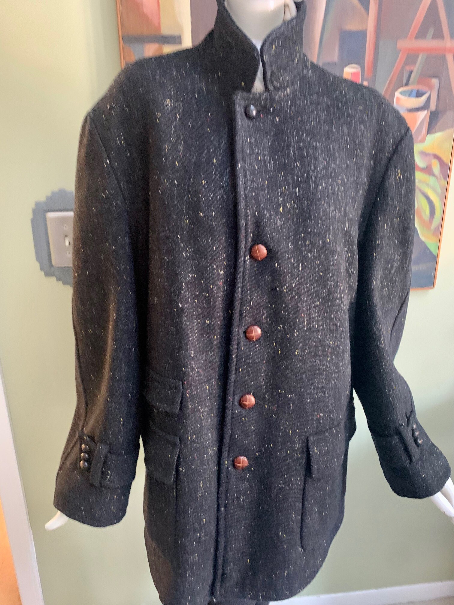 Vintage 1940s/50s Berkray Atomic Fleck Rockabilly Car Coat Overcoat ...