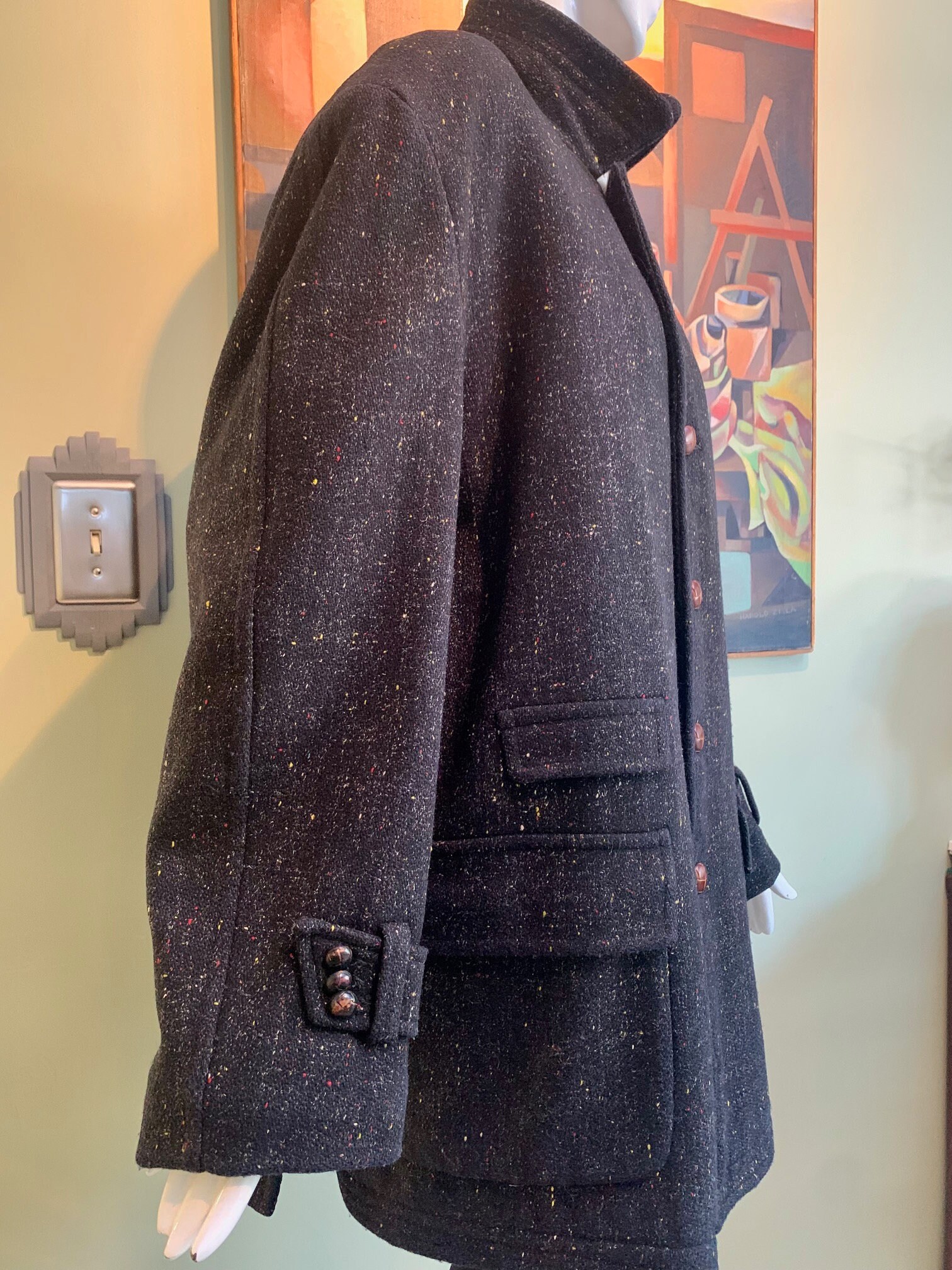 Vintage 1940s/50s Berkray Atomic Fleck Rockabilly Car Coat Overcoat ...