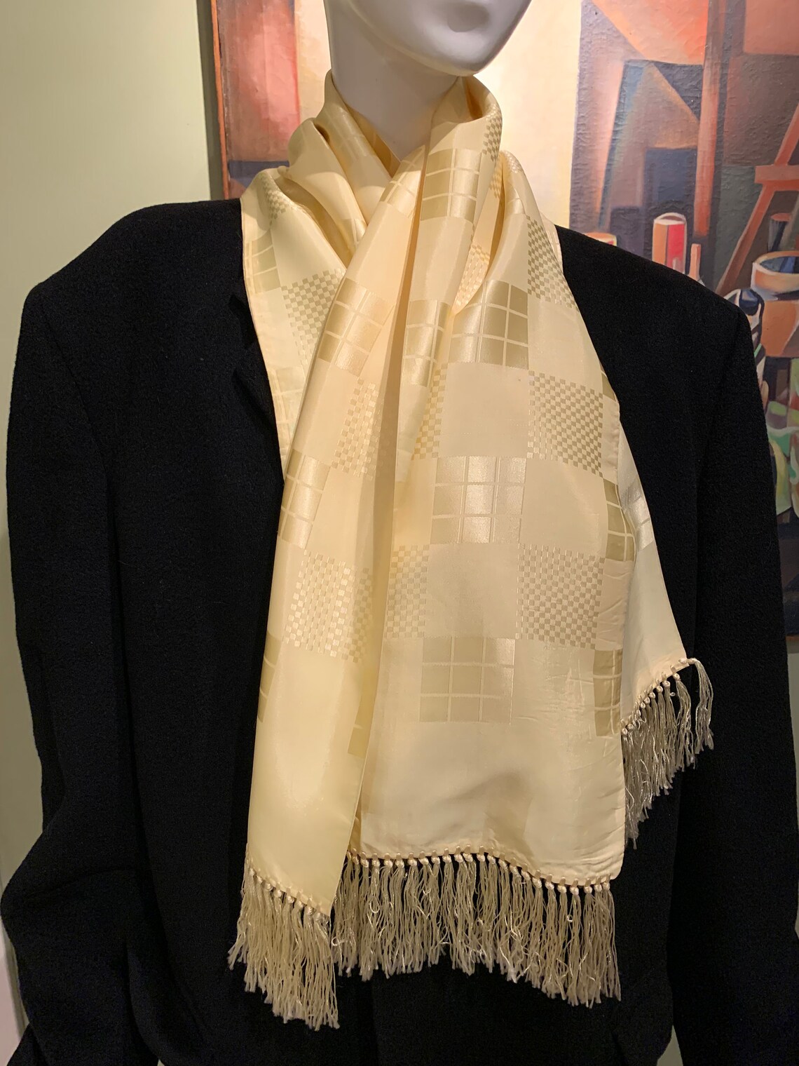 Vintage 1940s Jacquard Pattern Art Deco Opera Scarf Beautiful - Etsy