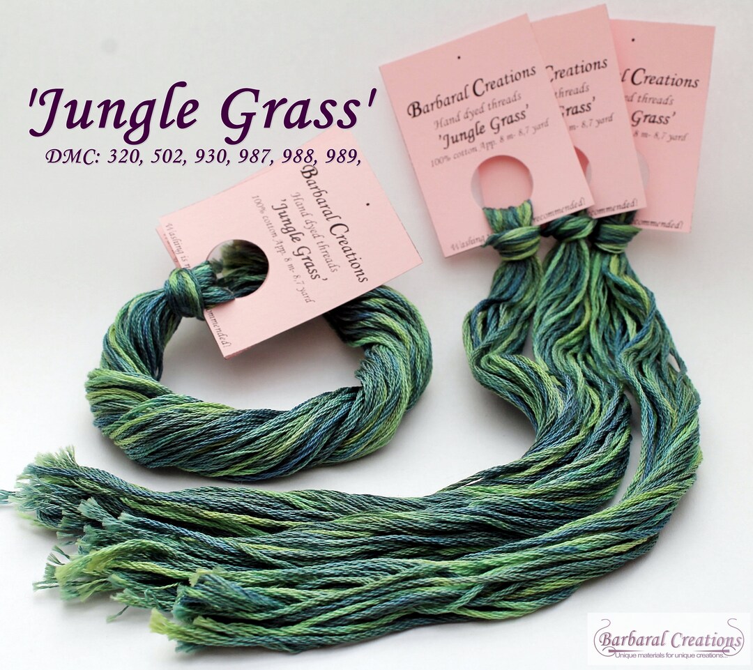 Hand Dyed Cotton Thread for Cross Stitch, Point De Croix 'jungle Grass ...