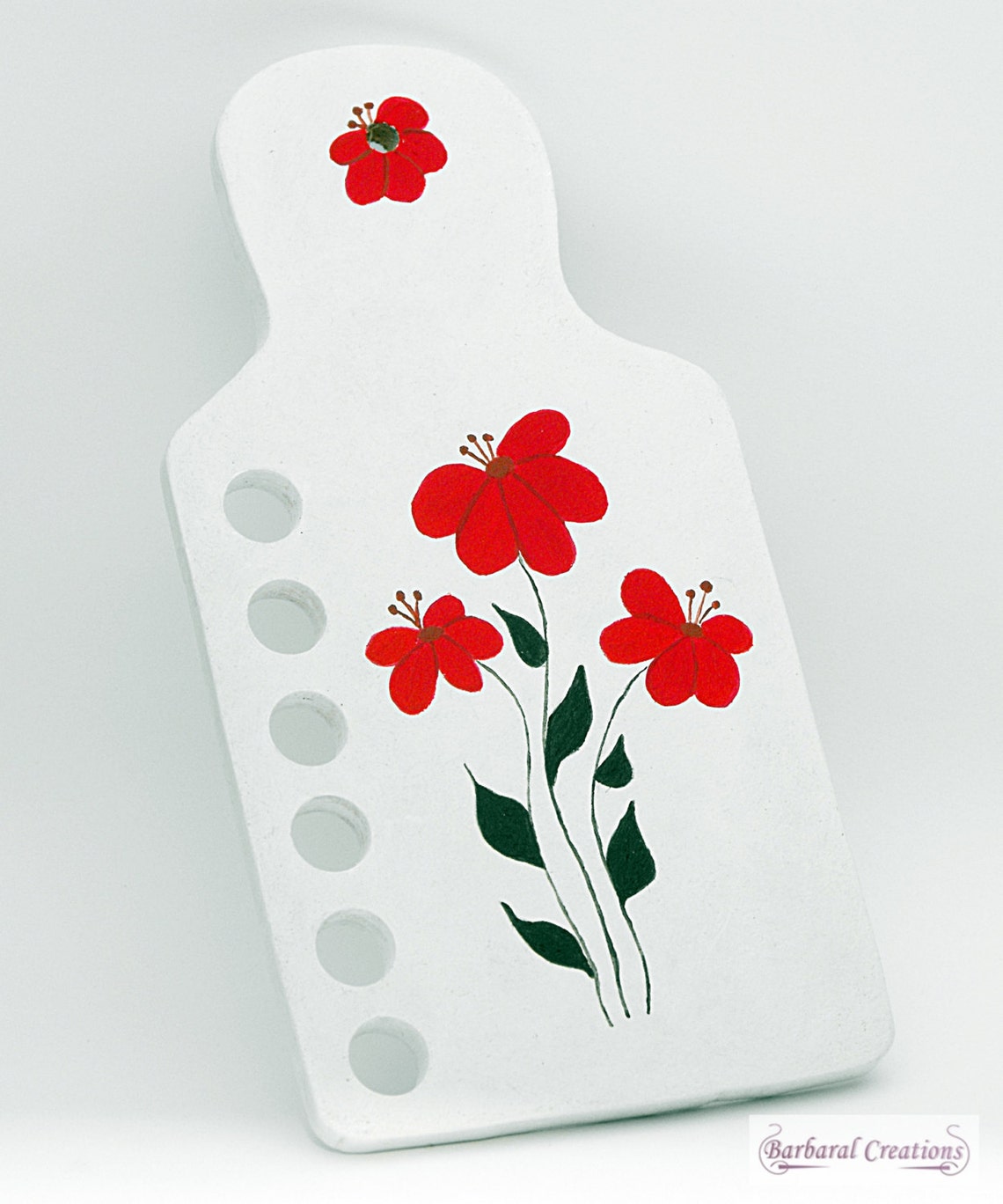 Hand Painted Thread Keeper 'red Flowers' - Etsy