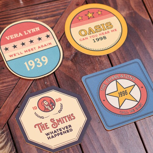 Set of Four Personalised Retro Style Beer Mats - Etsy