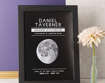 Personalised Moon Phase Print Birth Date Print Night Sky - Etsy