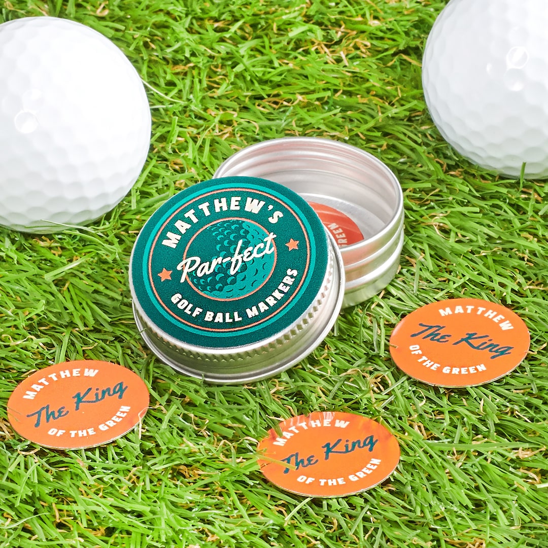 Personalised Colourful Golf Ball Marker Set in Tin - Etsy