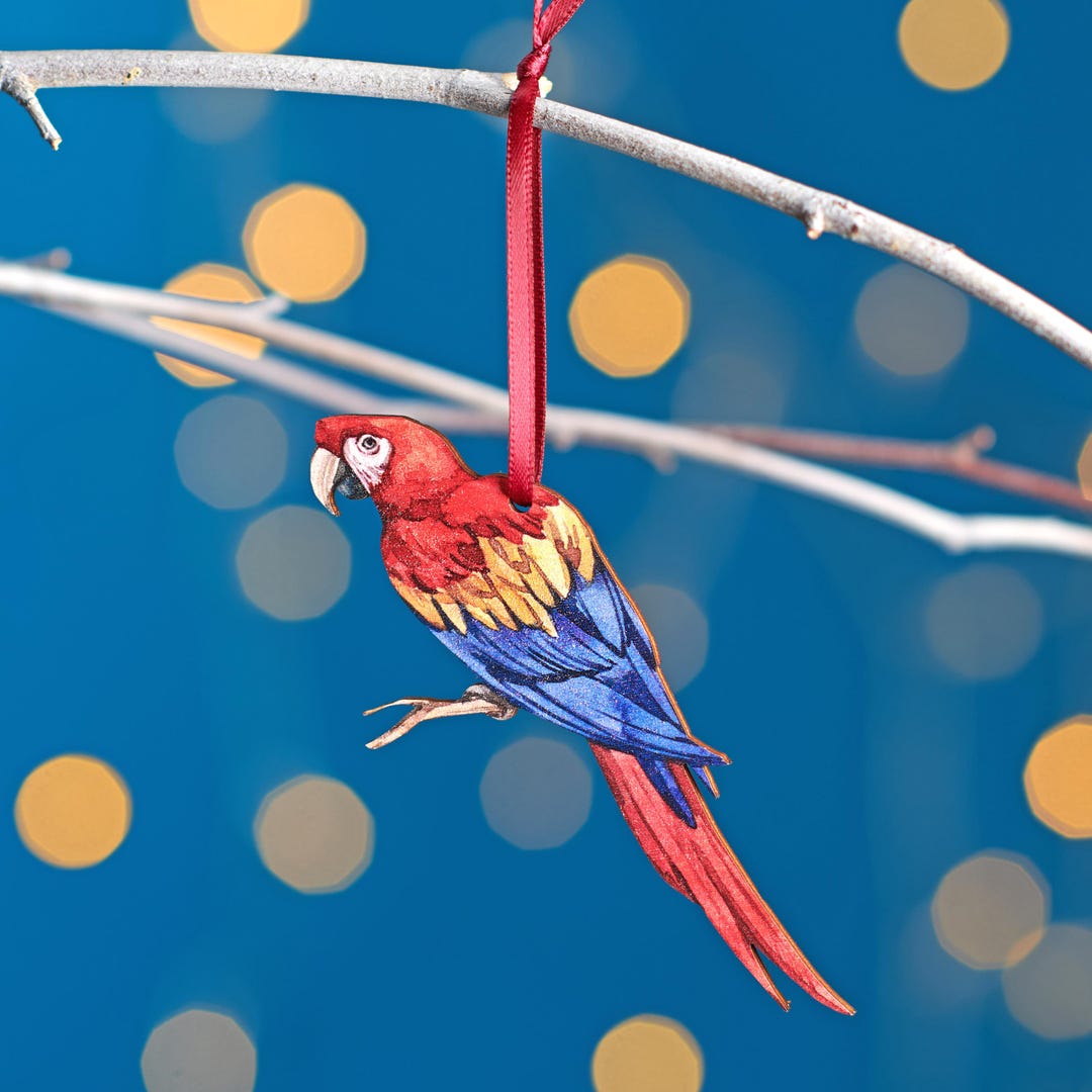 Macaw Parrot Christmas Tree Decoration, Birch Plywood Ornament, Animal ...