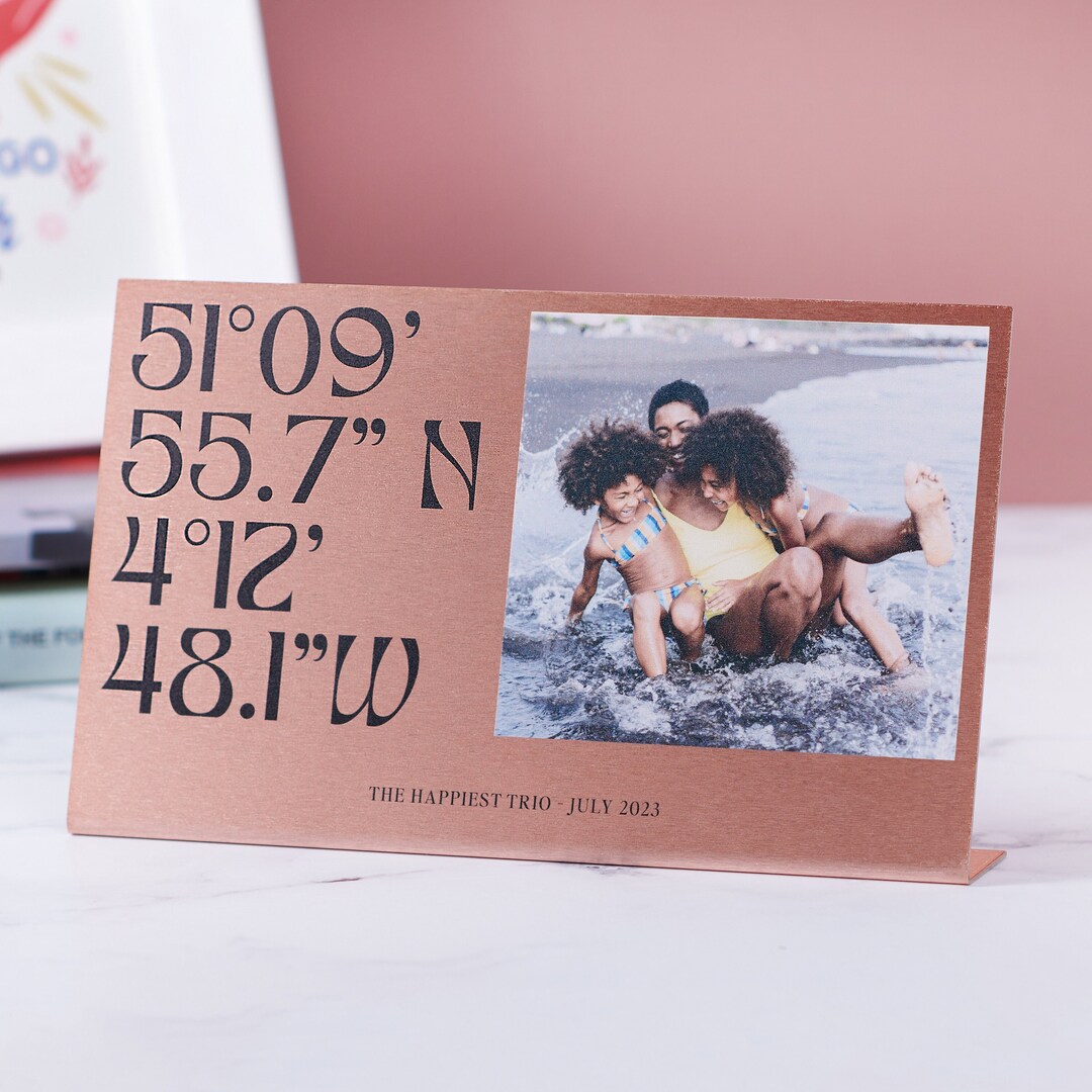 Personalised Copper Coordinates and Photo Metal Print, Custom ...