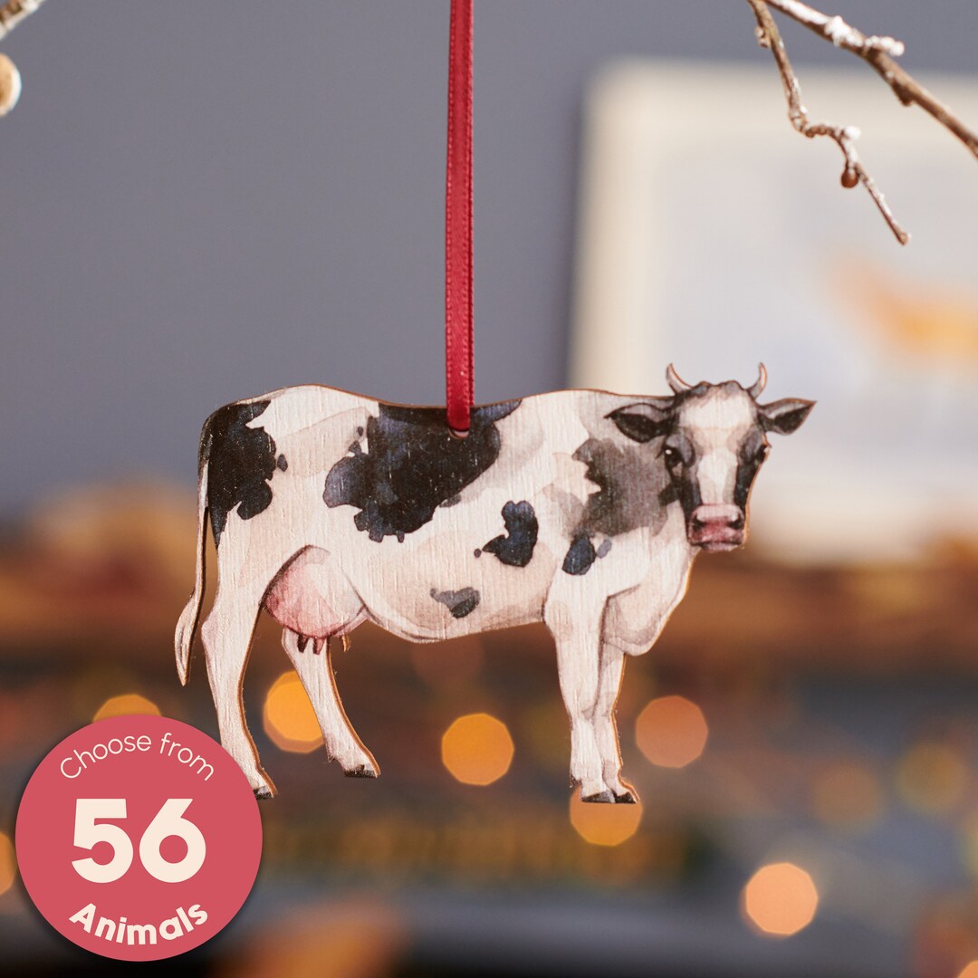 Dairy Cow Hanging Wooden Decoration Holstein Friesian - Rustic Farm ...