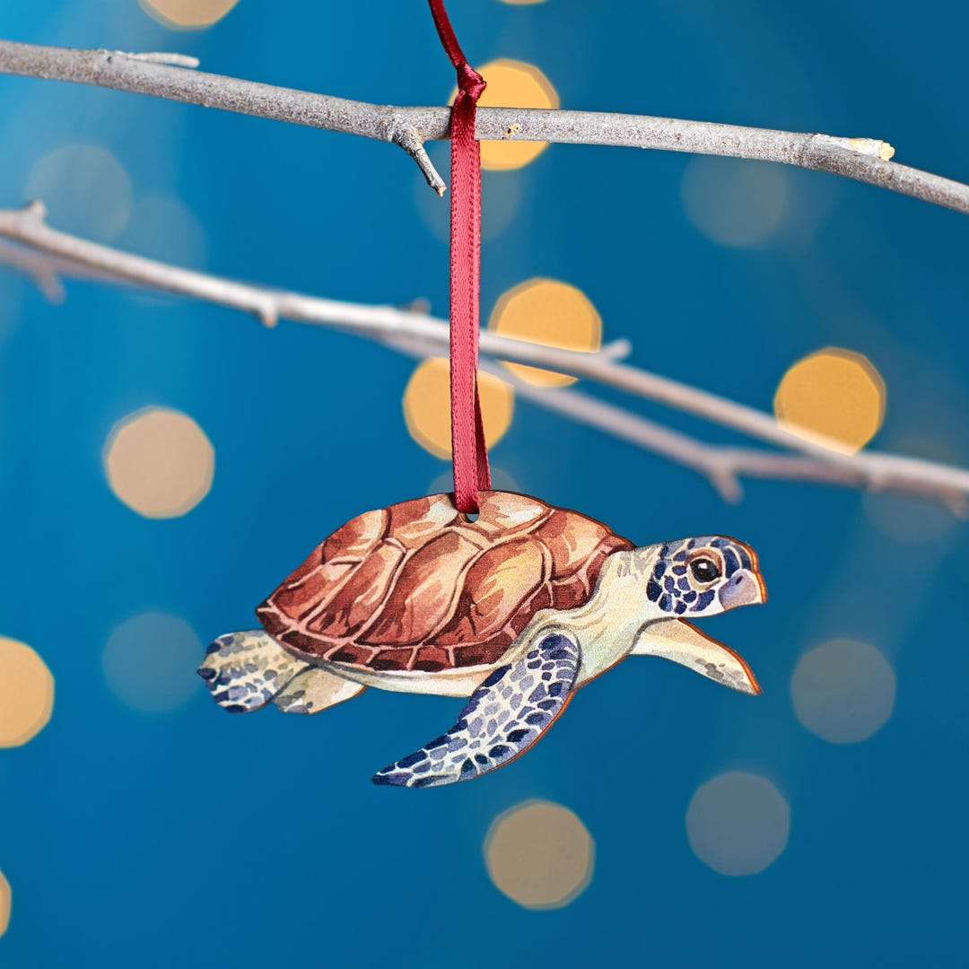 Sea Turtle Christmas Tree Decoration, Birch Plywood Ornament, Animal ...
