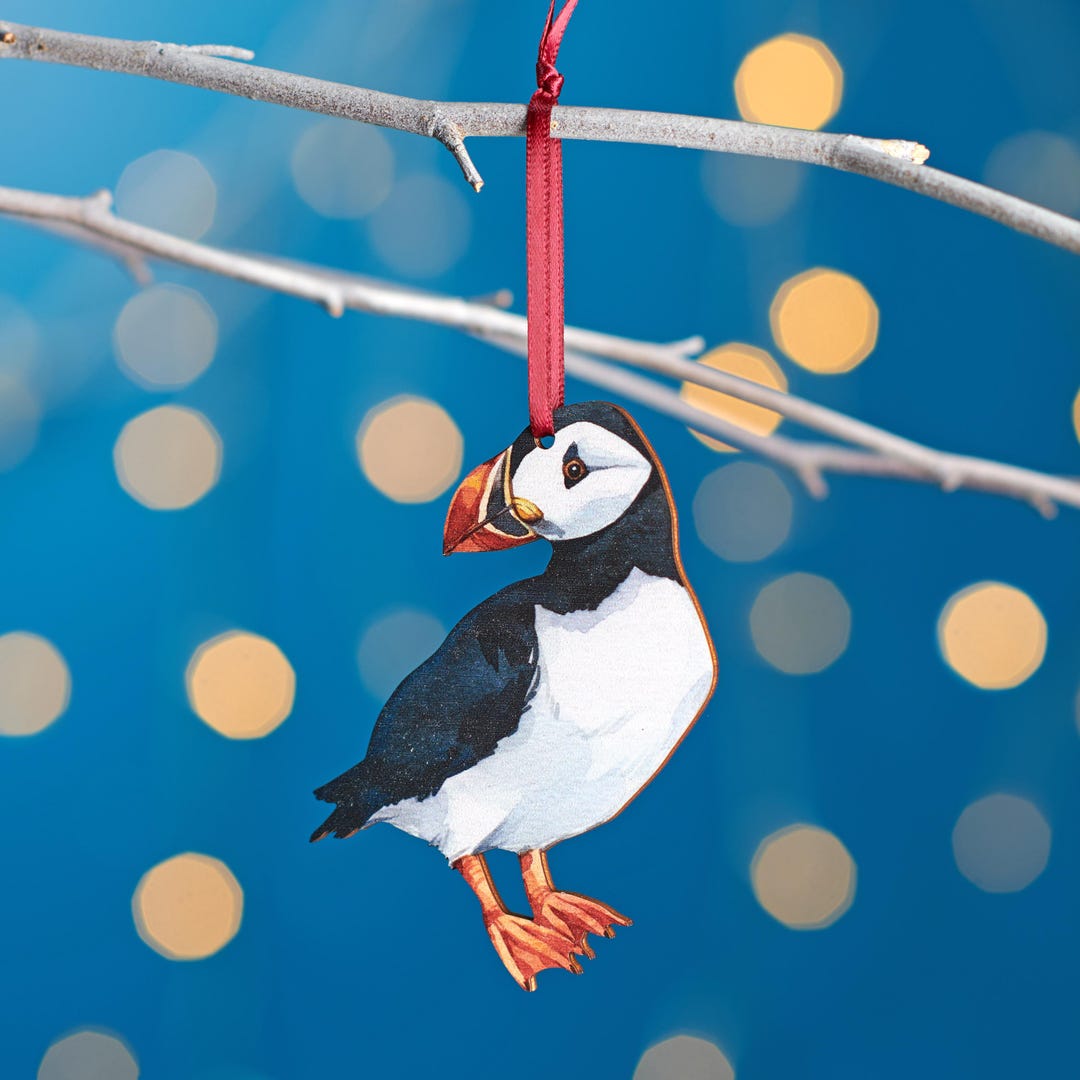 Puffin Christmas Tree Decoration, Birch Plywood Ornament, Animal Lover ...