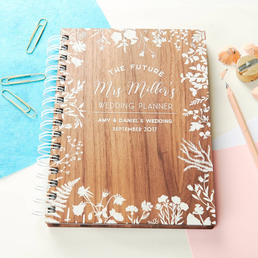 Personalised Walnut Wedding Notebook - Etsy