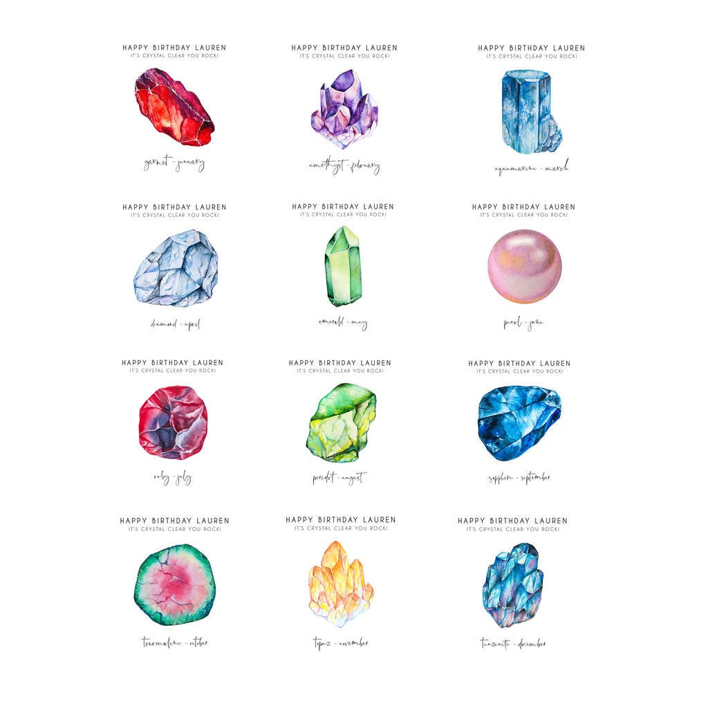 Personalised Birthstone Crystal Birthday Card - Etsy
