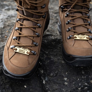 Personalised Solid Brass Hiking Boot Shoe Tags - Custom Outdoor ...