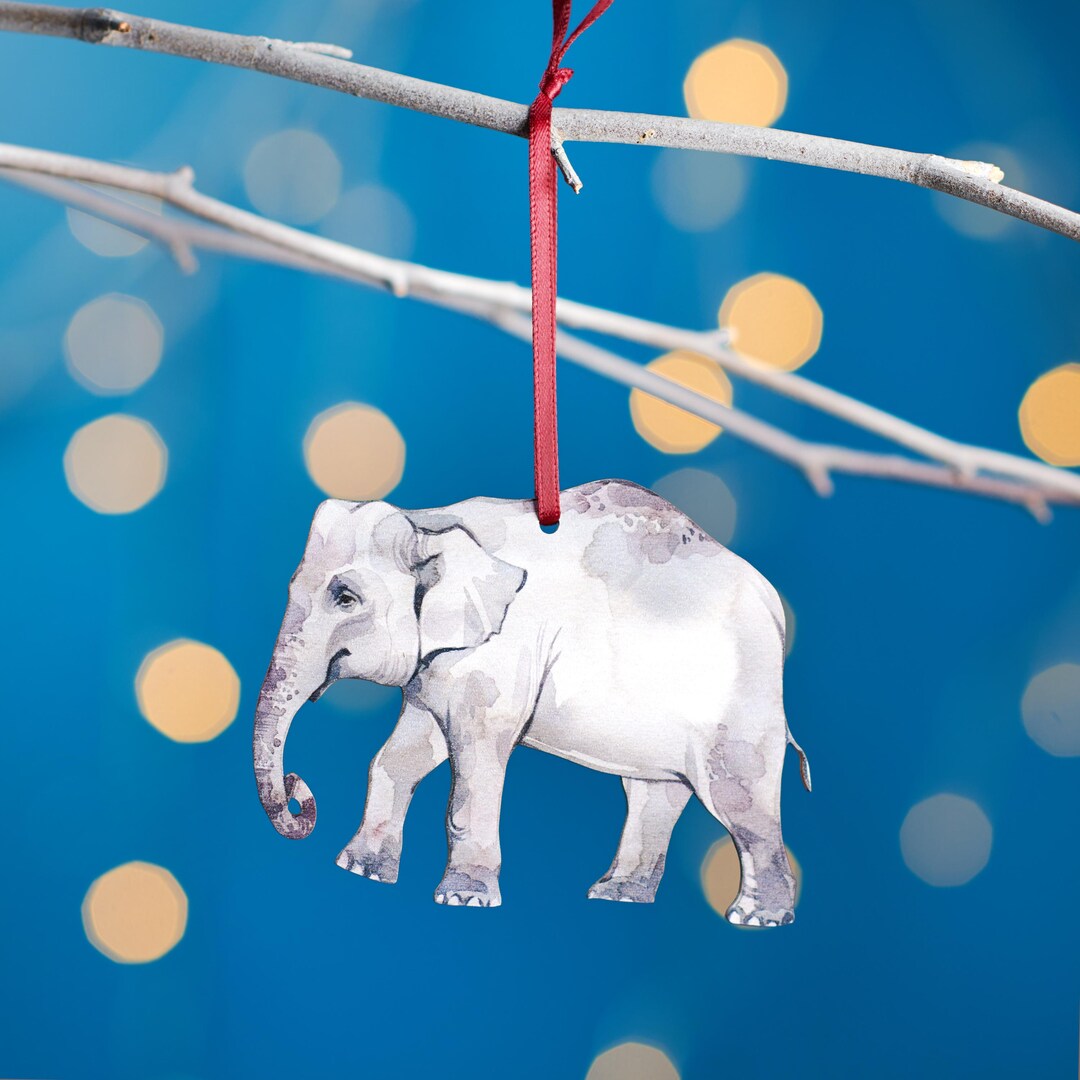 Indian Elephant Christmas Tree Decoration, Birch Plywood Ornament ...