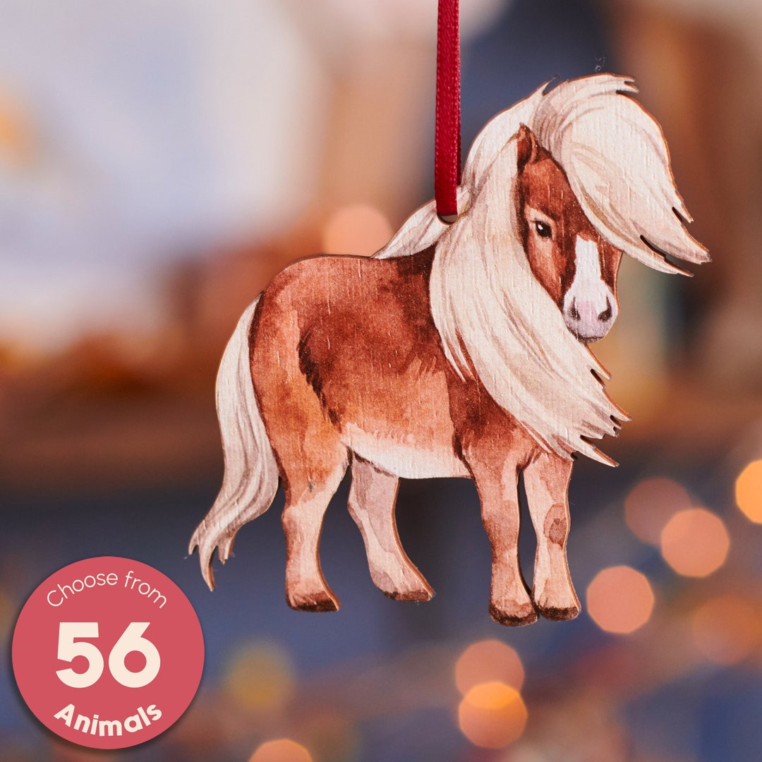 Watercolour Style Wooden Shetland Pony Hanging Decoration – Handcrafted ...
