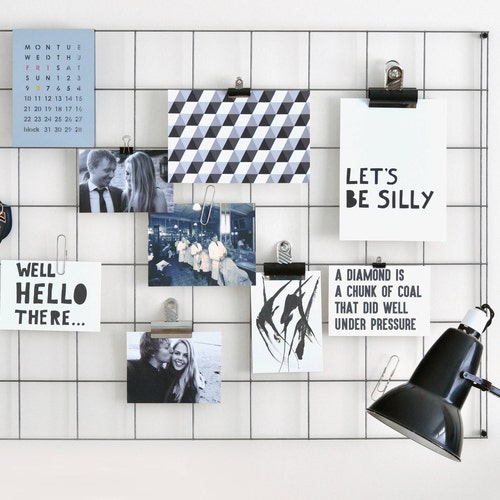 Black Wire Wall Grid SHELF Free Clips Wire Mesh Memo Board | Etsy