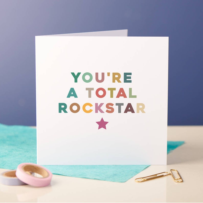 Colourful You're A Rockstar Card | Etsy