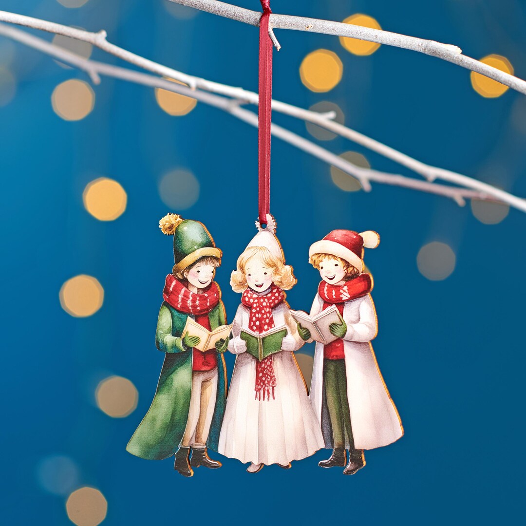 Traditional Carol Singers Christmas Decoration, Birch Plywood Ornament ...