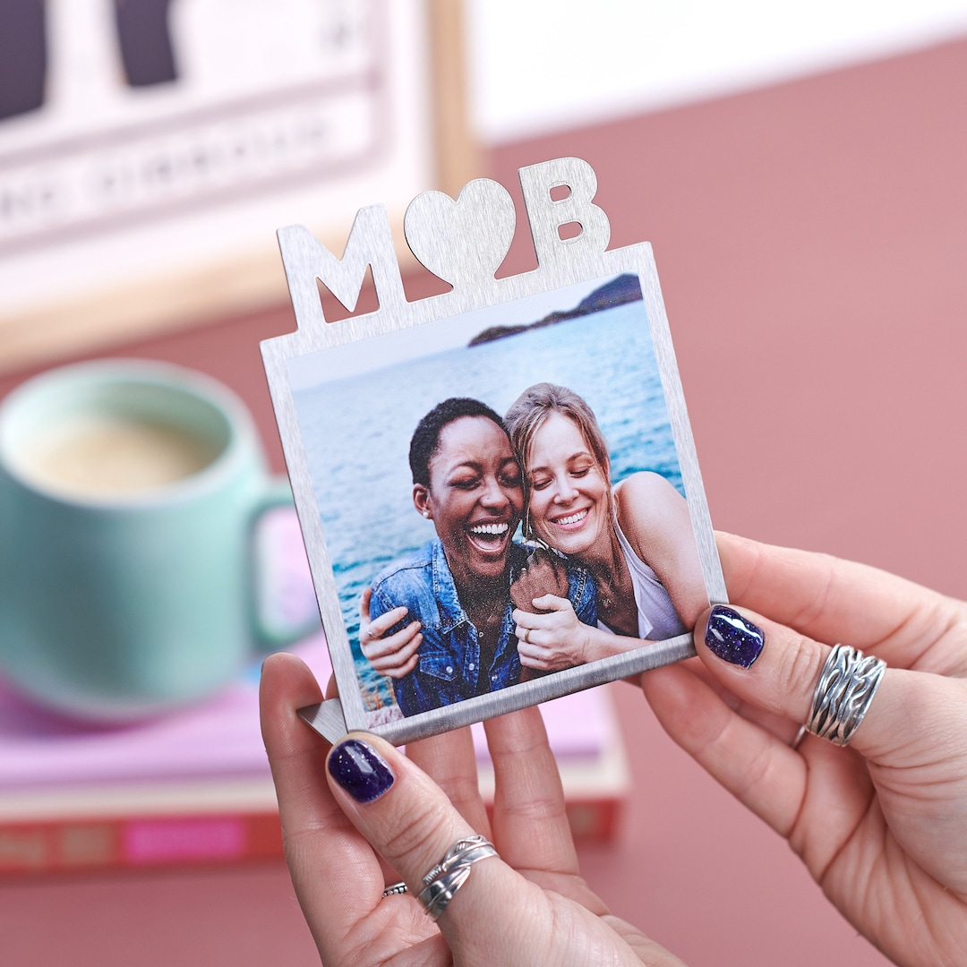 Personalised Metal Couple's Initial Photo Print, Custom Initials and ...