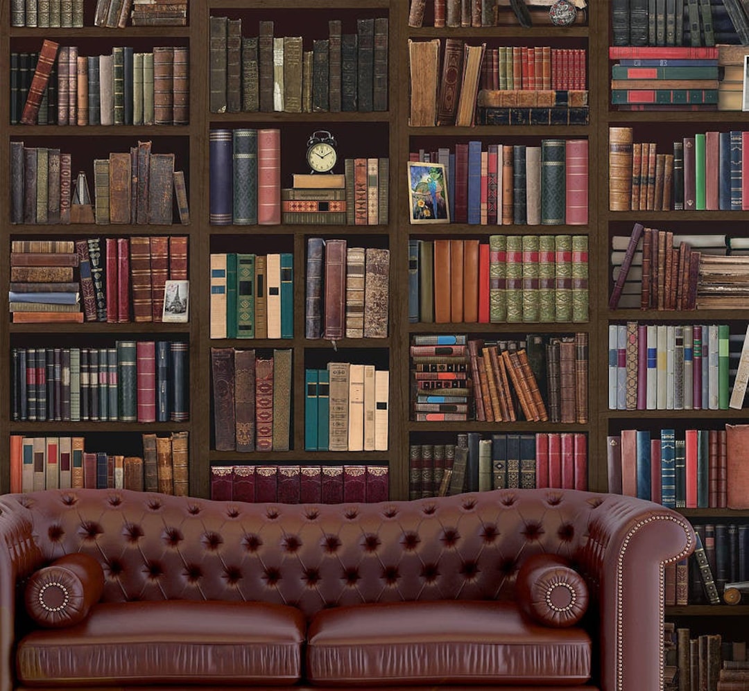 Bookcase Self Adhesive Wall Mural - Etsy