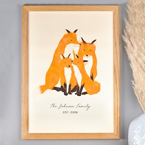 Personalised Fox Family Print - Etsy UK