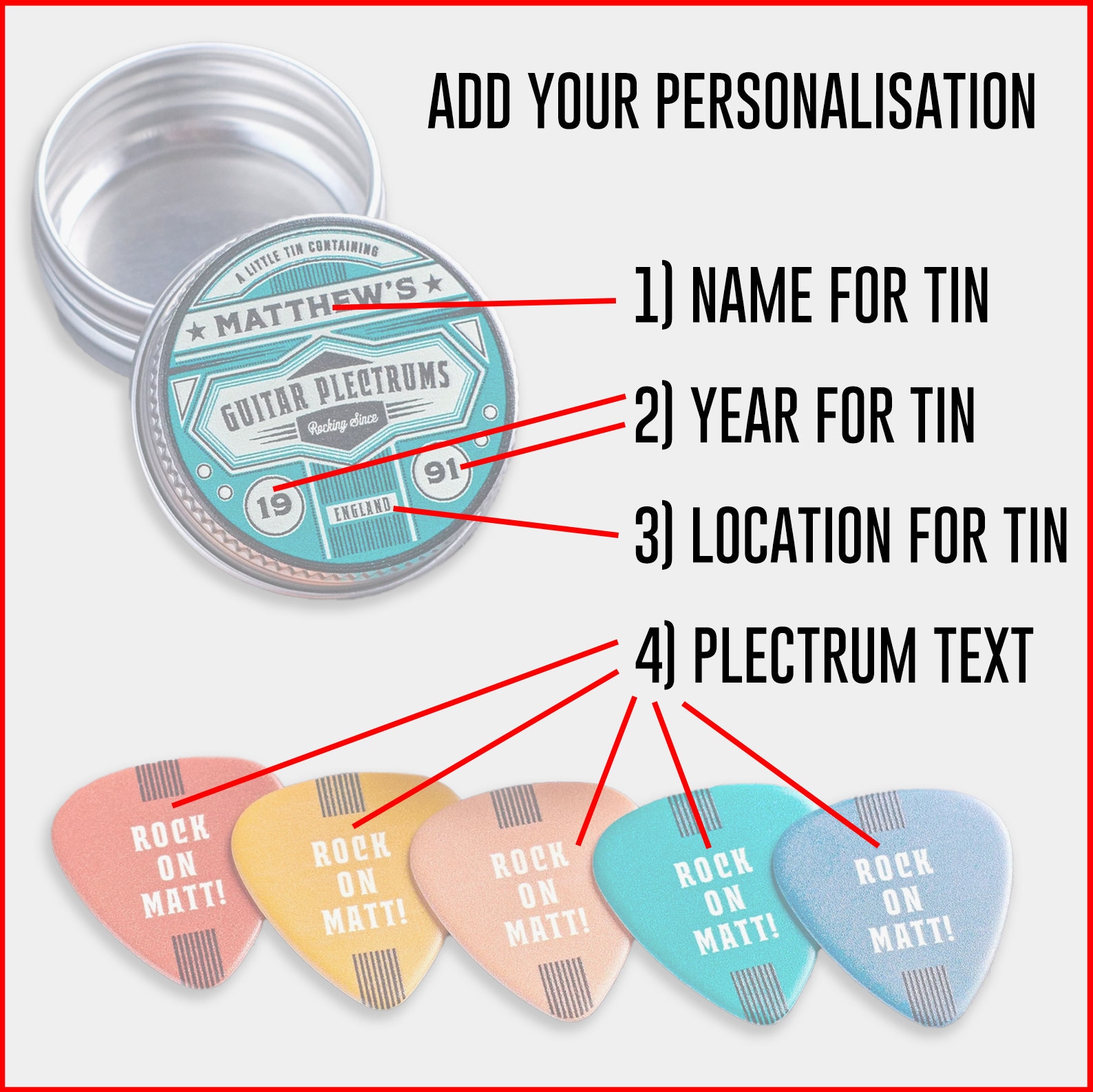 Personalised Colour Guitar Plectrums - Etsy
