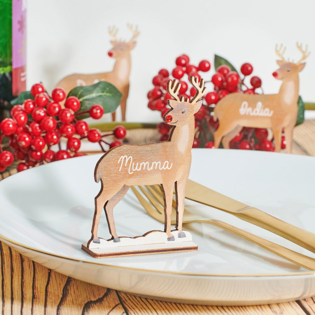Personalised Set of Four Wooden Stag Place Settings - Etsy