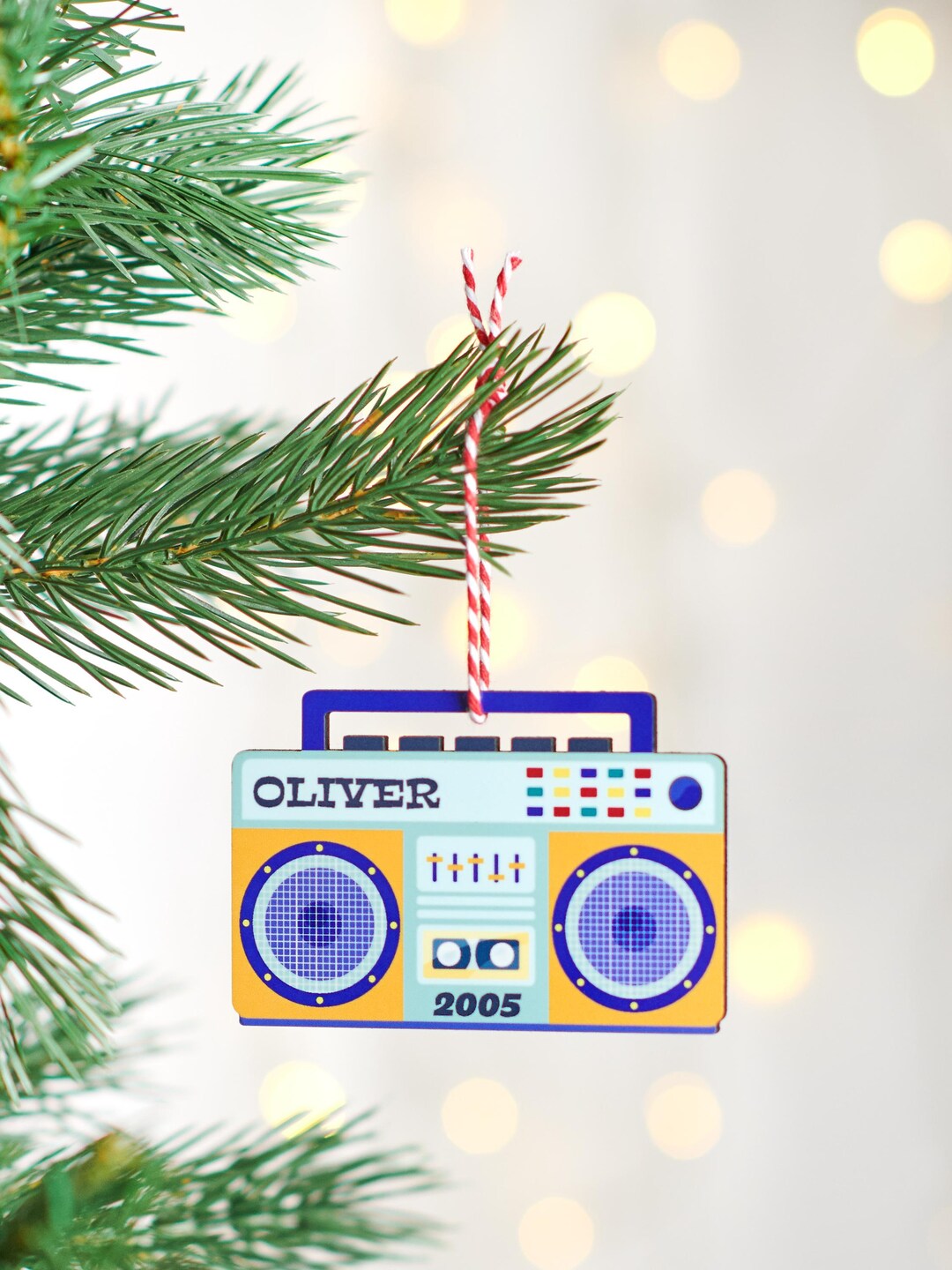 Personalised Retro Music Stereo Christmas Decoration, Vintage Music ...