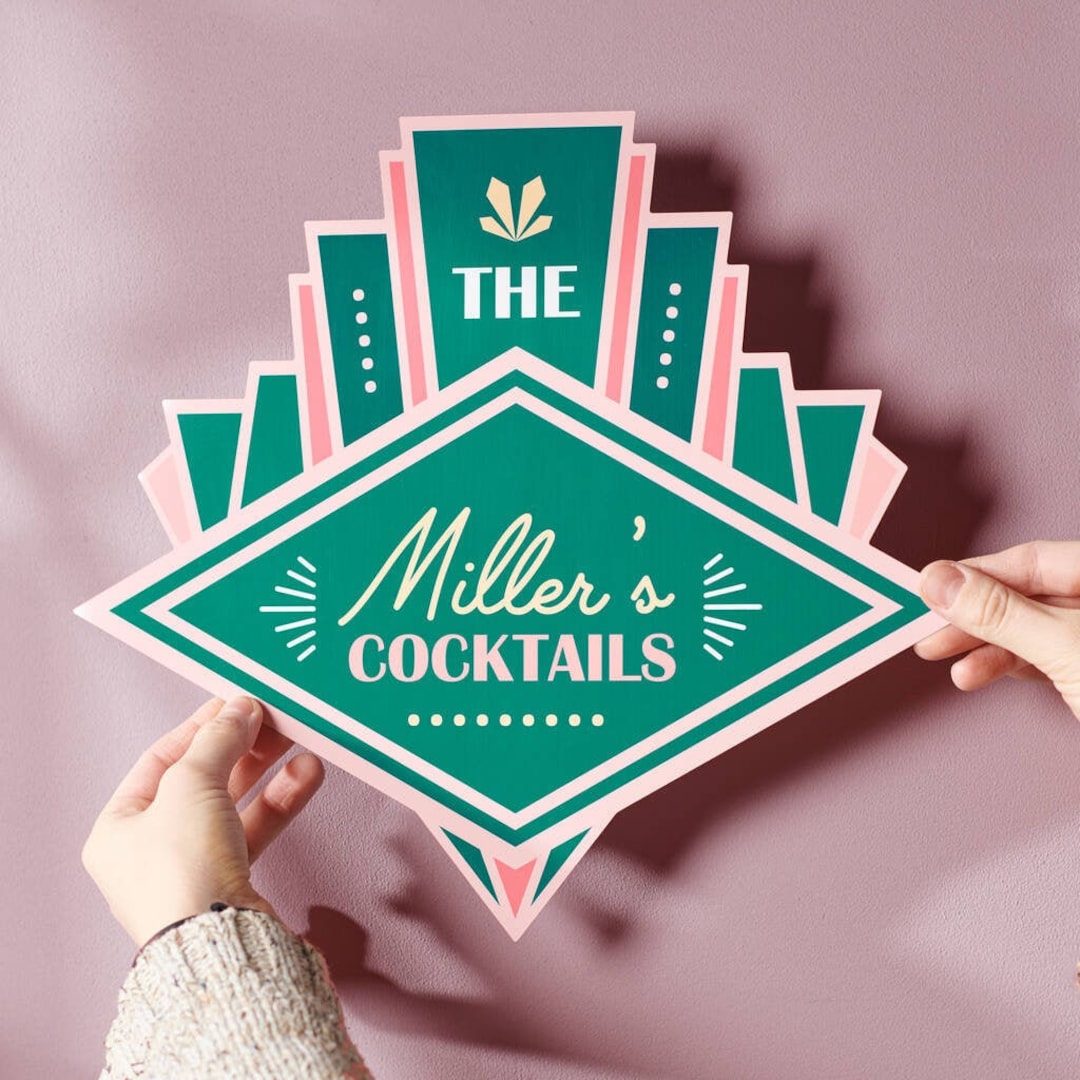 Personalised Couples Retro Cocktail Sign - Etsy