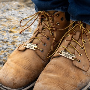Personalised Solid Brass Hiking Boot Shoe Tags - Custom Outdoor ...