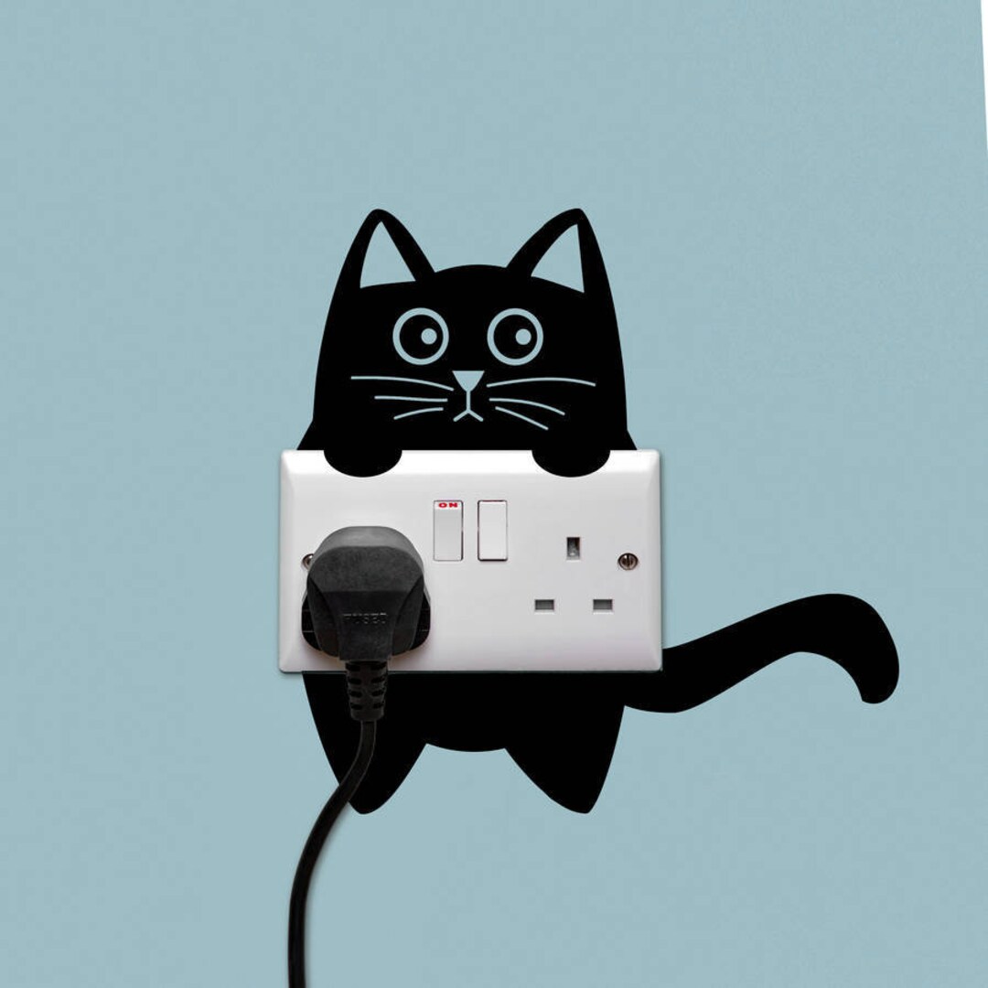 Cat Power Socket Wall Sticker - Etsy