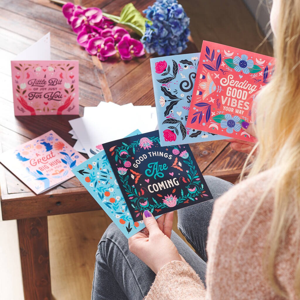 Set of Six Positive and Happy Greeting Cards - Etsy