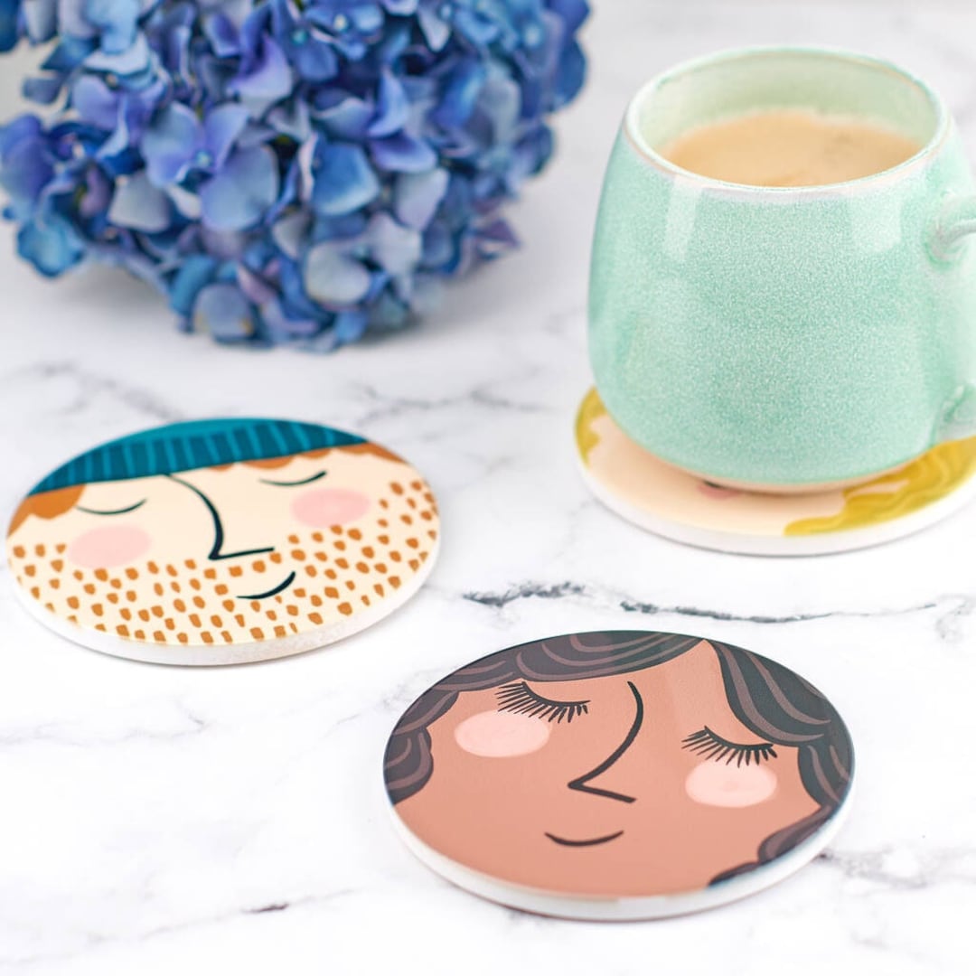 Personalised Couples Ceramic Face Coasters - Etsy