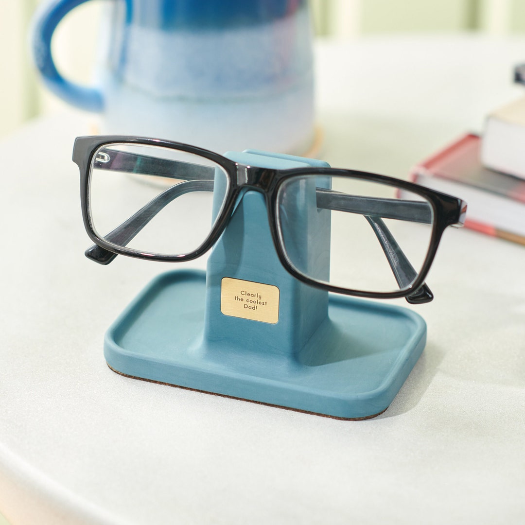 Personalised Glasses Holder With Brass Plaque - Custom Engraved ...