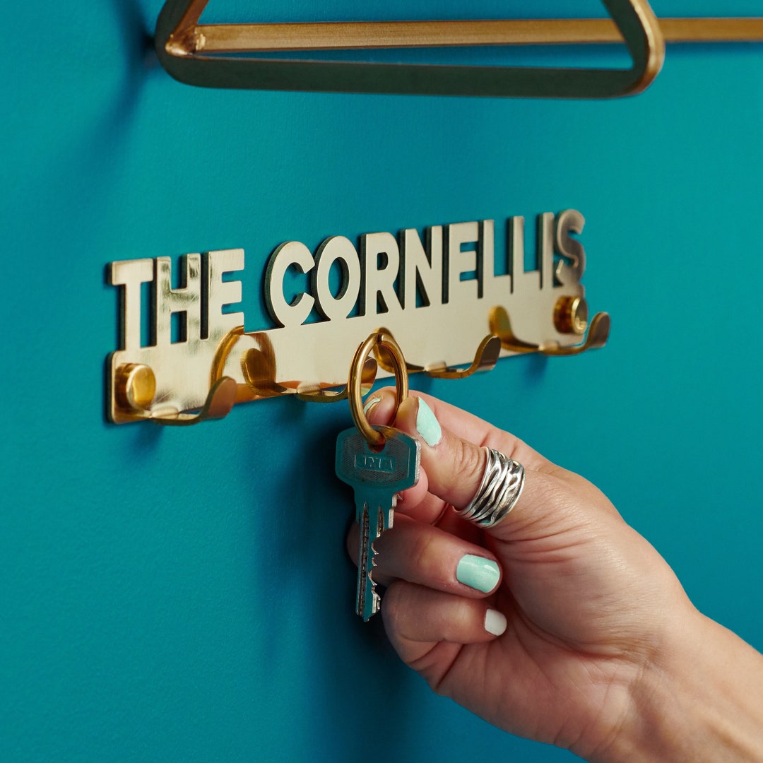 Solid Brass Family Key Hook, Personalised Key Hook, Family Gift, New ...