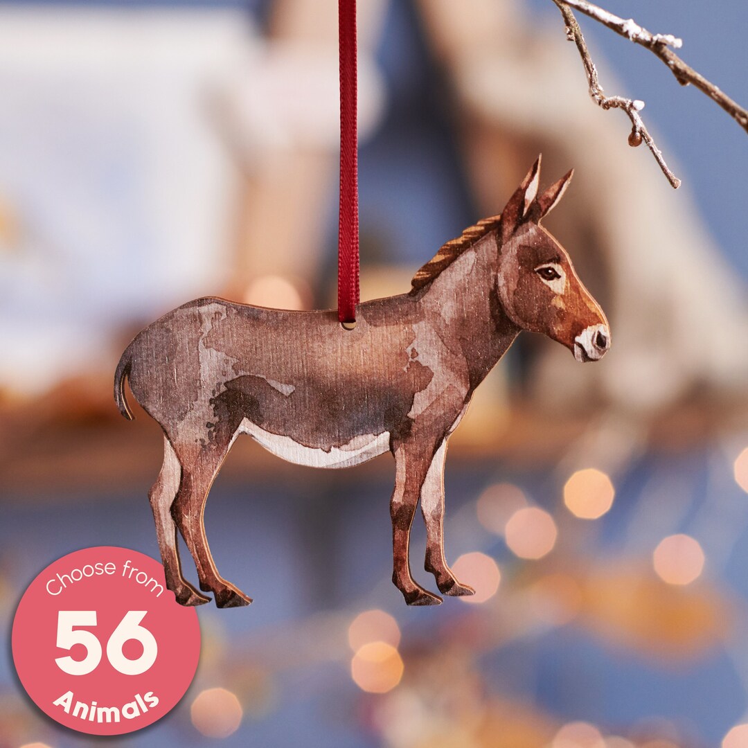 Watercolour Style Wooden Donkey Hanging Decoration – Handcrafted ...