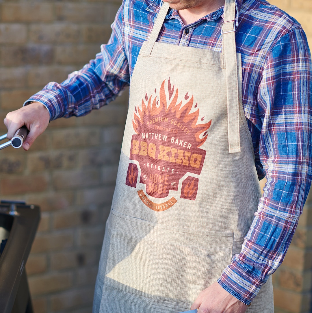 Personalised Burlap BBQ Apron - Etsy
