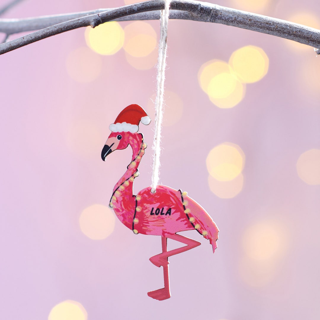 Personalised Christmas Flamingo Tree Decoration - Etsy