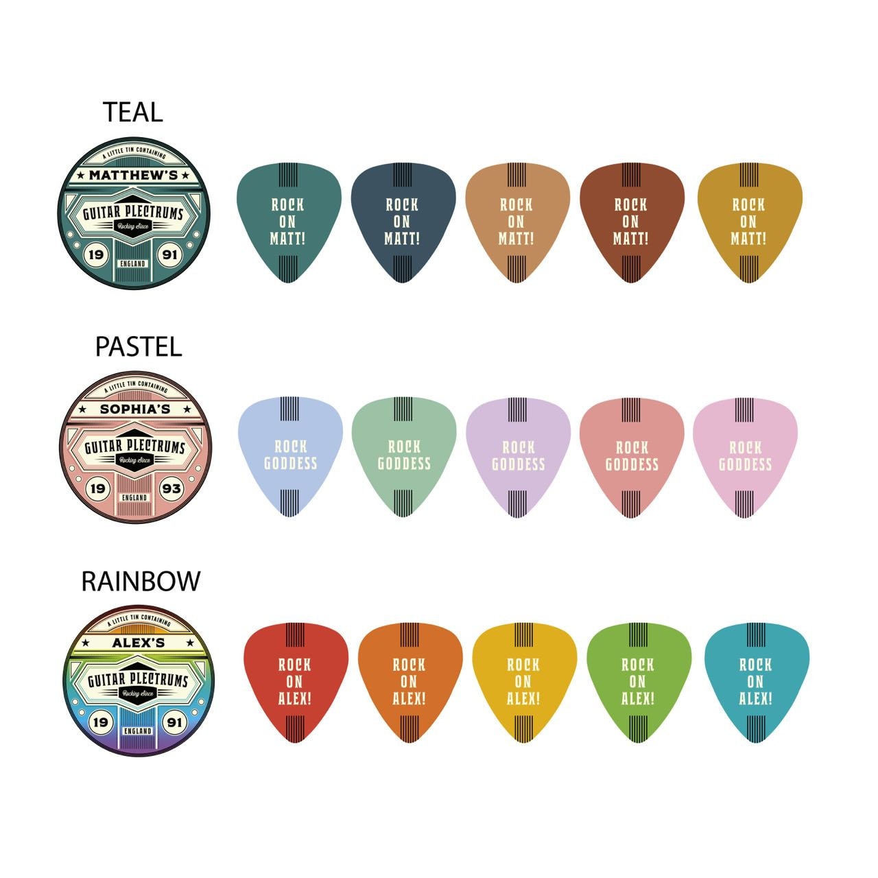 Personalised Colour Guitar Plectrums - Etsy UK