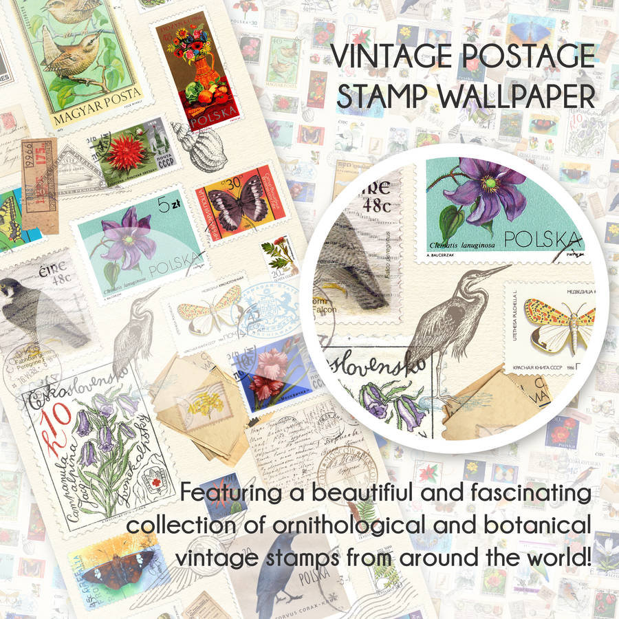 Vintage Postage Stamp Wallpaper - Etsy