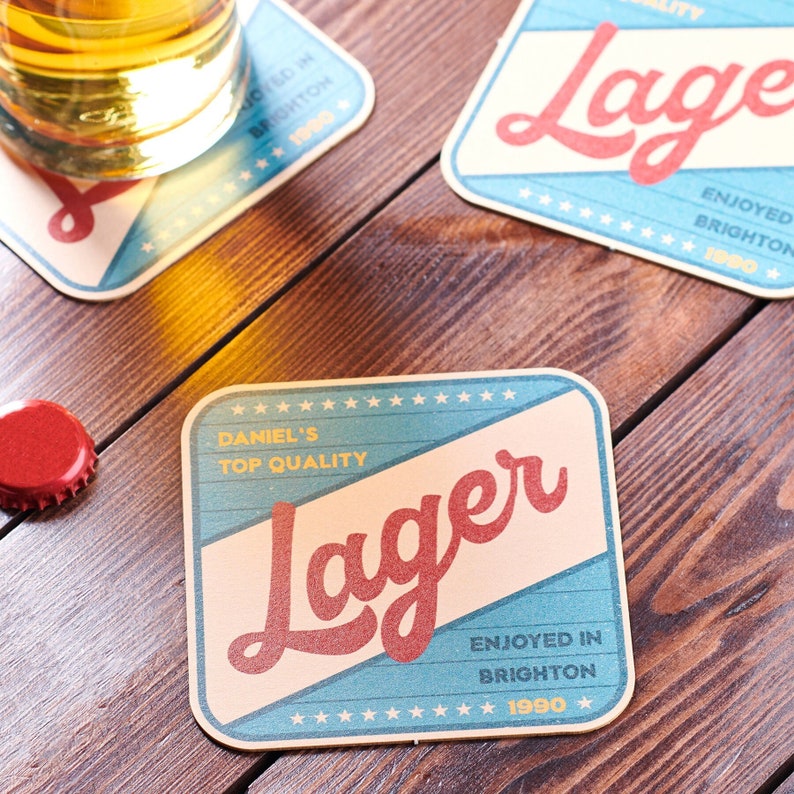 Personalised Set of Retro Style Beer Mats - Etsy