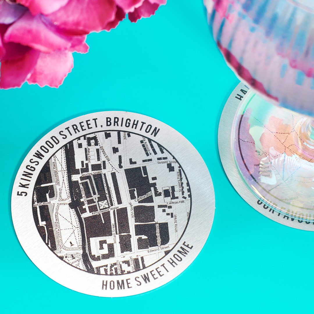 Personalised Stainless Steel Map Location Coaster - Etsy