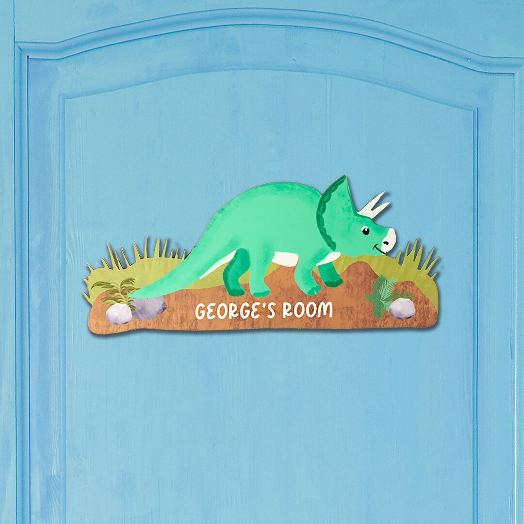 Personalised Children's Dinosaur Room Name Sign - Etsy