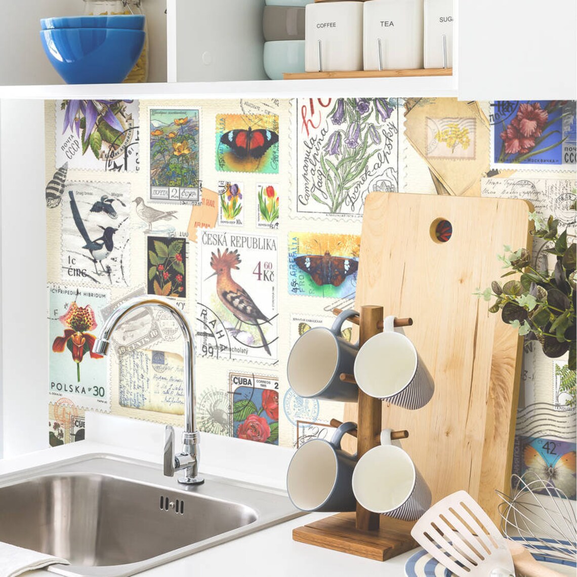 Vintage Postage Stamp Wallpaper - Etsy