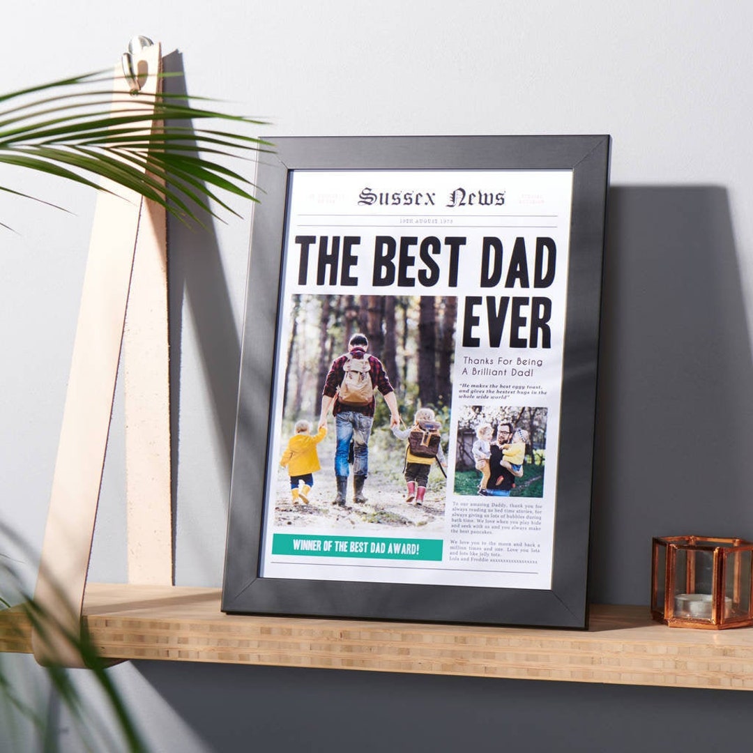 Personalised Best Dad Newspaper Photo Print - Etsy