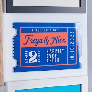 Personalised Couples Ticket Sign, Custom Love Story Sign, Unique ...