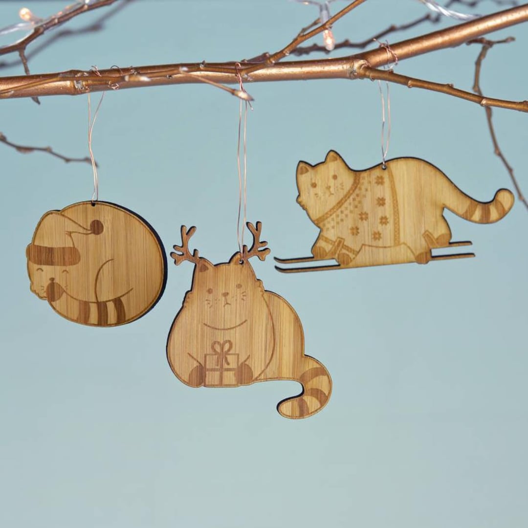 Christmas Bamboo Cat Decorations - Etsy