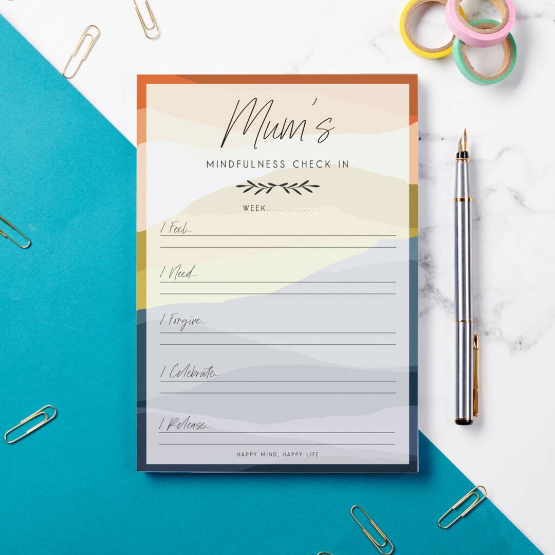 Personalised Weekly Mindfulness Check in Notepad - Etsy