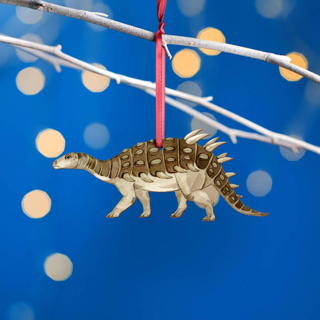 Wooden Nodosaurus Dinosaur Christmas Tree Decoration, Birch Plywood ...