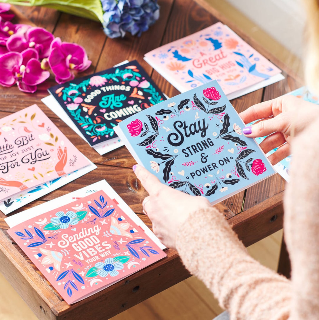 Set of Six Positive and Happy Greeting Cards - Etsy UK