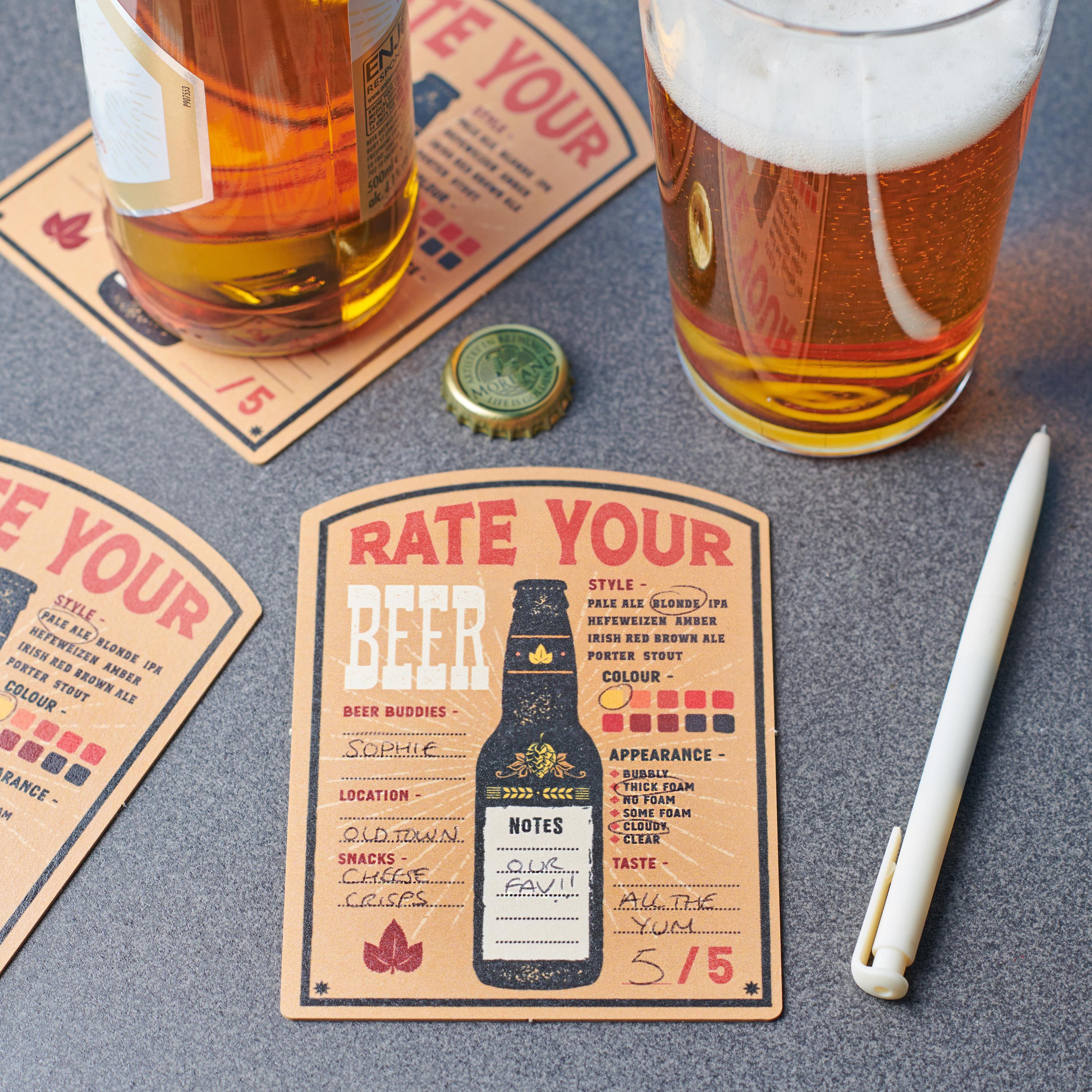 Rate Your Beer Coasters Set, Custom Beer Mats for Tasting & Review ...